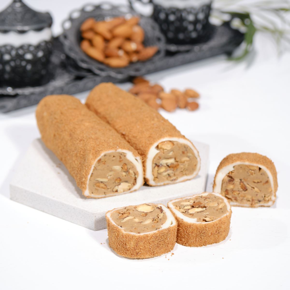 Lotus-Coated Almond Lotus Cream Rolled Turkish Delight